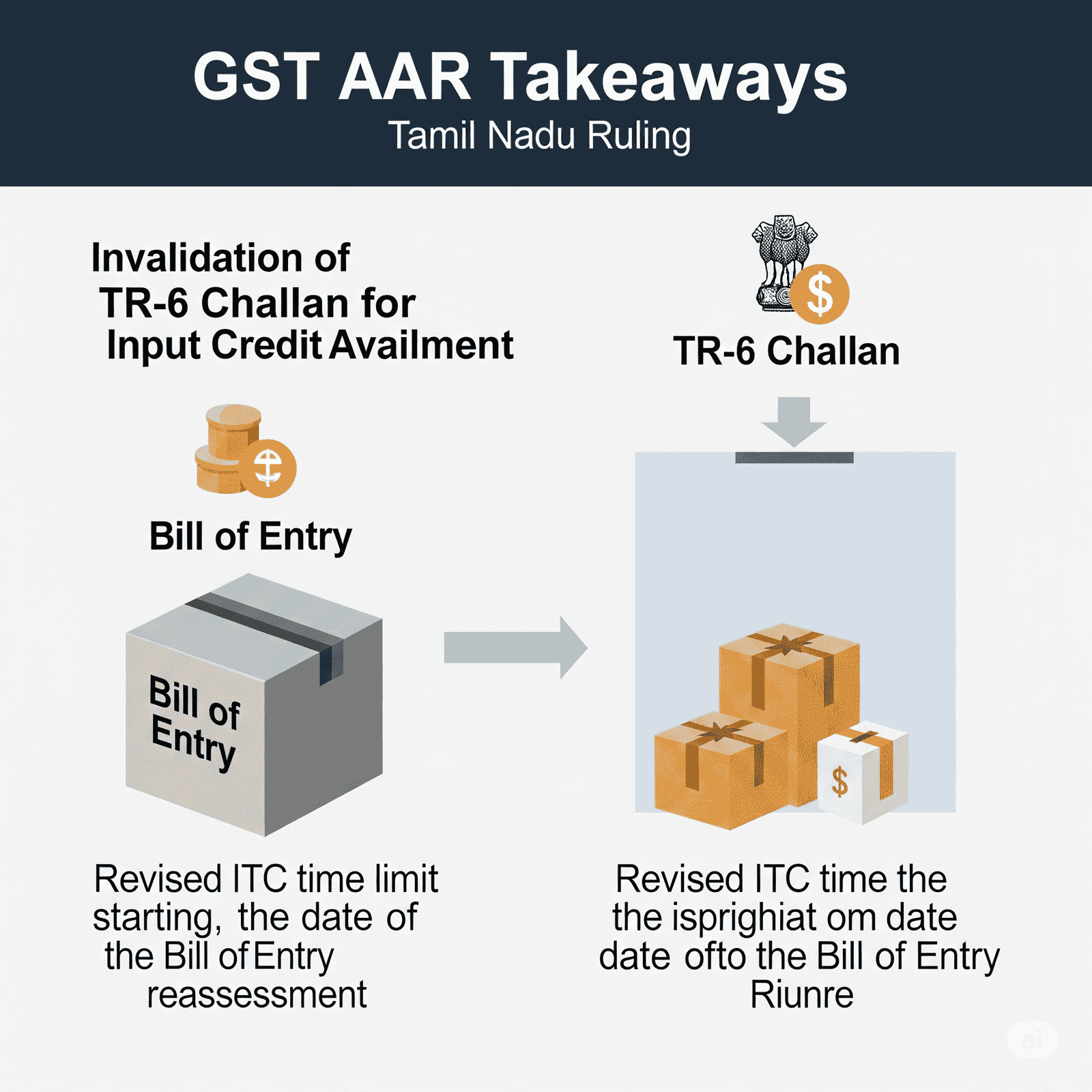 GST AAR TAMIL NADU TR-6 Challan Not Valid for ITC Availment; ITC Time ...