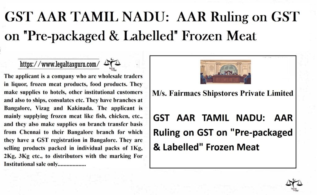 GST on Pre-Packaged Frozen Meat: AAR Tamil Nadu Ruling
