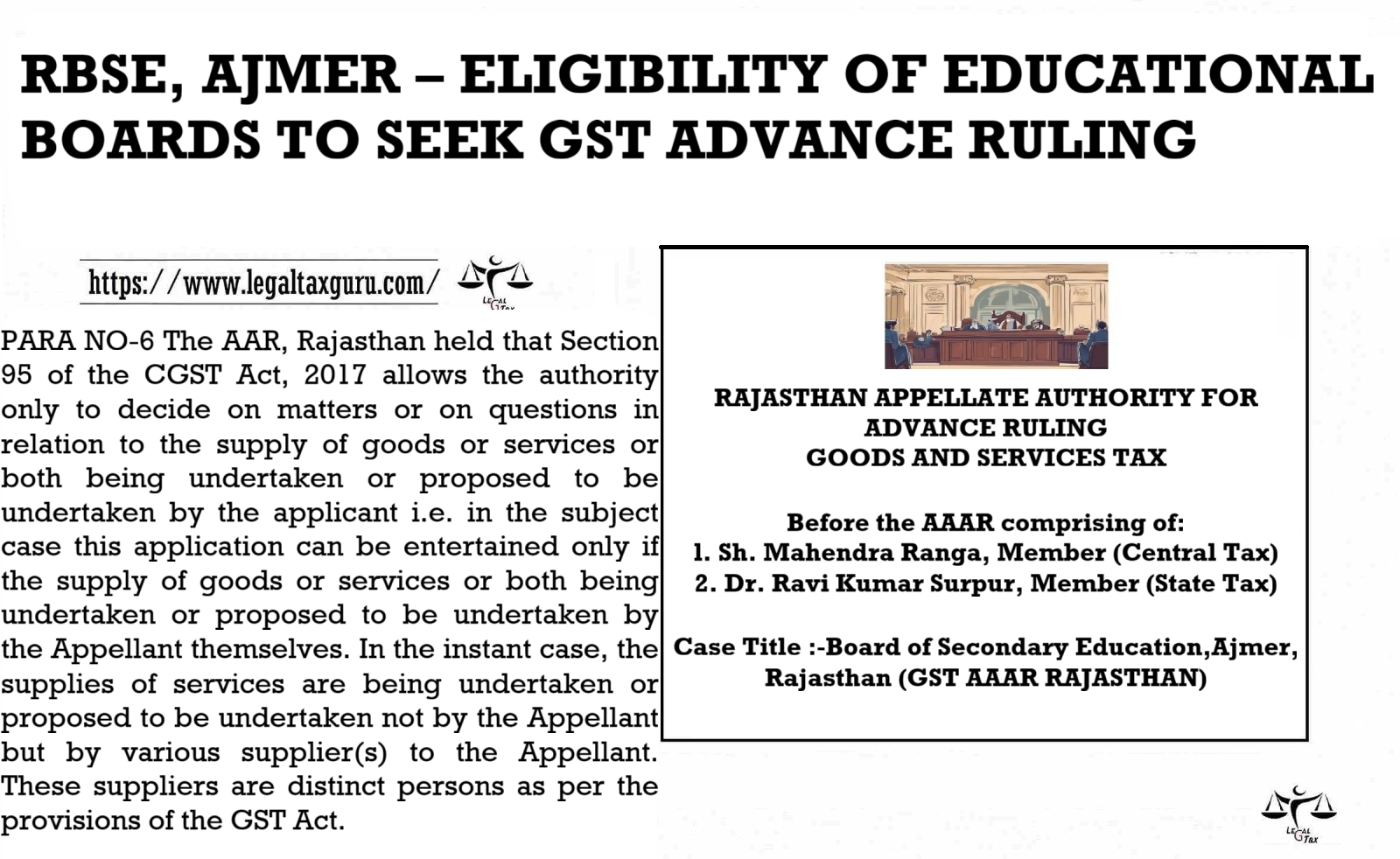 RBSE GST Advance Ruling Eligibility | Tax Law Update