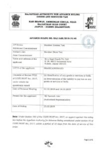 Judgment copy Ms Azad (GST AAR RAJASTHAN) | Legal Tax Guru | Criminal & Corporate Law, Tax News ...