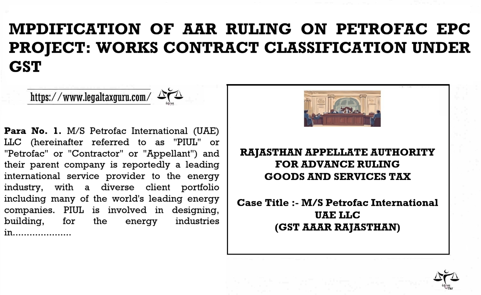 Ms Petrofac International UAE LLC (GST AAAR RAJASTHAN) | Legal Tax Guru ...