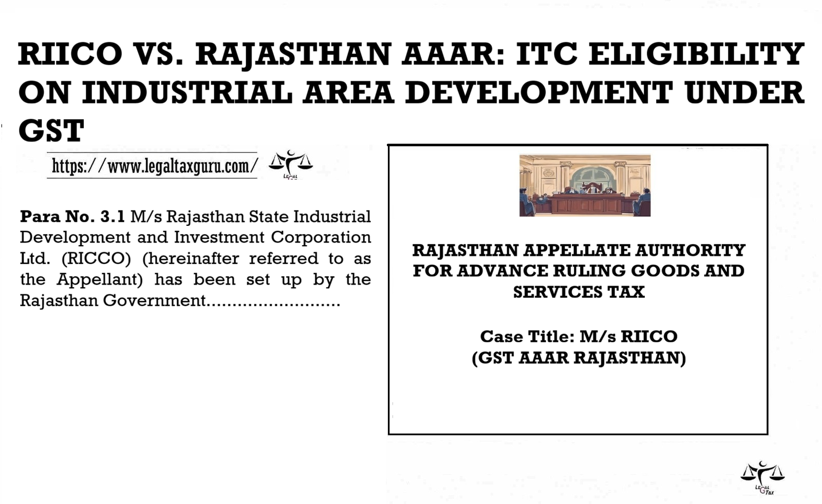 ITC Eligibility on Industrial Area Development | RIICO GST Case